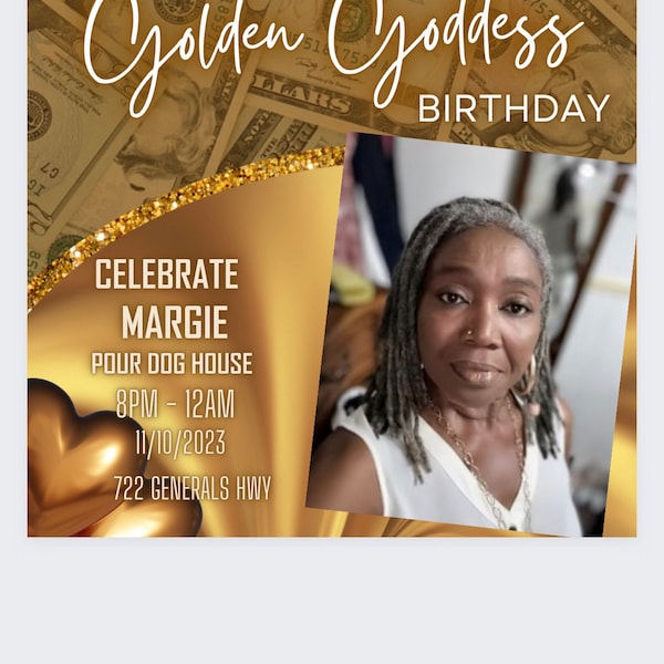 Birthday Flyer Template| DIY Golden Goddess Bday Social Media Instagram ...