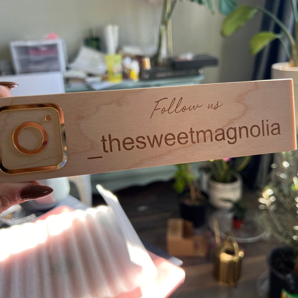 Social Media Sign | Small Shop Wooden Sign | Minimalist Business ...