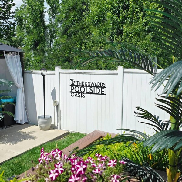 Personalized Palm Tree Oasis Metal Sign: Tropical Pool Decor - Etsy ...