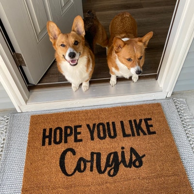 Hope You Like Corgis Doormat, Home Decor, Custom Doormat, Welcome Mat ...