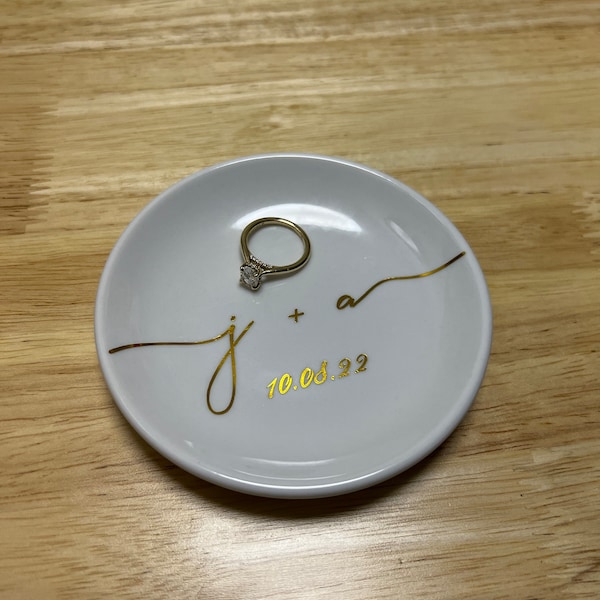 Personalized Trinket Dish, Wedding Ring Holder, Engagement Jewelry Dish ...