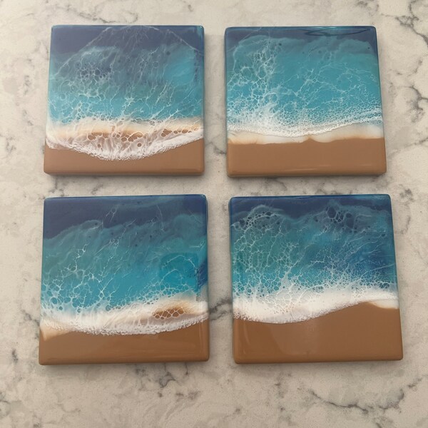 Resin Keychain - Epoxy Resin Ocean Waves Key Holder - Resin Wave Art ...