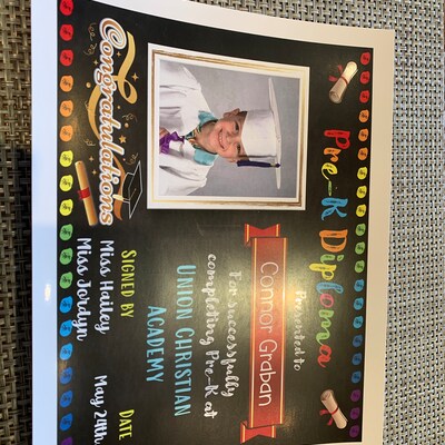 EDITABLE Pre-k Diploma With Photo, Pre-k Certificate, Chalkboard Pre-k ...