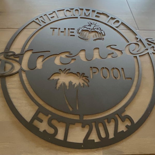 Personalized Metal Poolside Sign, Custom Tropical Pool Sign, Patio ...