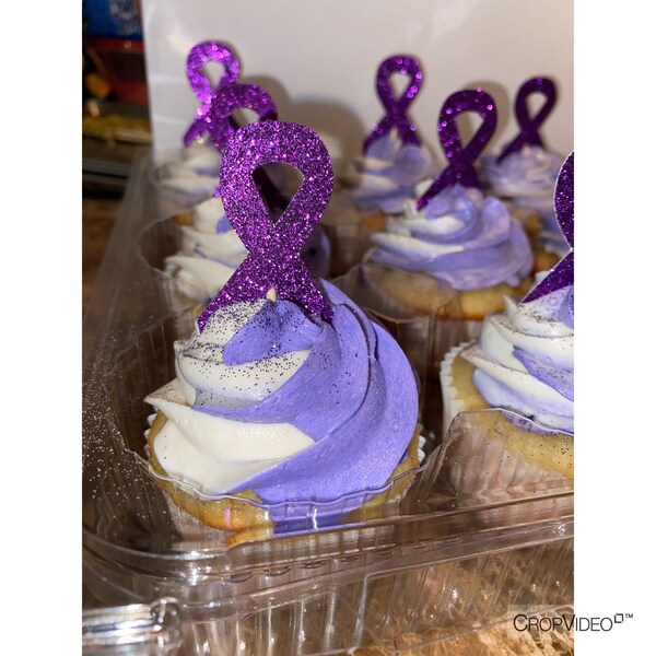 Cancer Ribbon Cupcake Toppers | Invisible Illness, Cancer Party ...