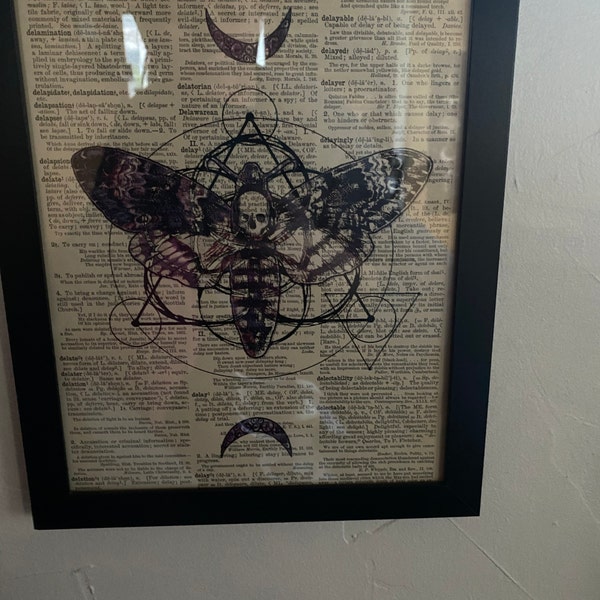Death Moth Art Print, Poster Print on Dictionary Book Page, Gothic Wall ...