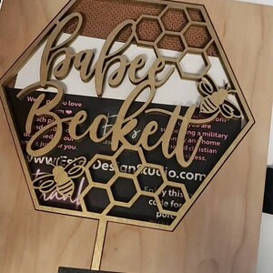 Custom Bee Cake Topper, Personalized Honeycomb Cake Topper, Bee Themed ...