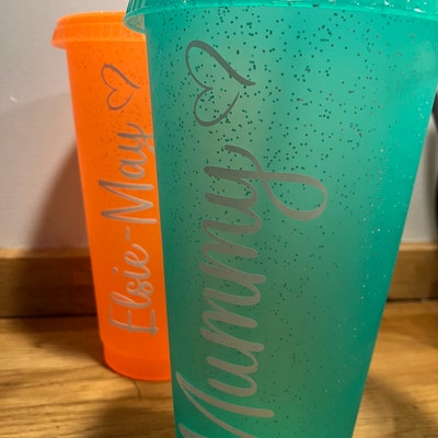 Personalised Glitter Cold Cup 24oz With Lid and Straw, Reusable - Etsy UK