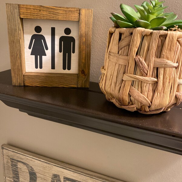 Bathroom Sign Farmhouse Sign/ Wood Signs / Farmhouse Bathroom Sign Mini ...