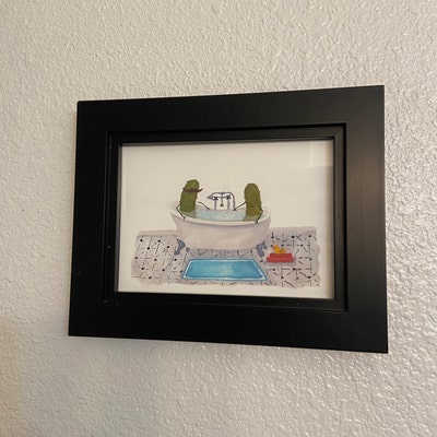 Whimsical Pickles With Mustaches Taking a Bubble Bath in the Bathtub ...