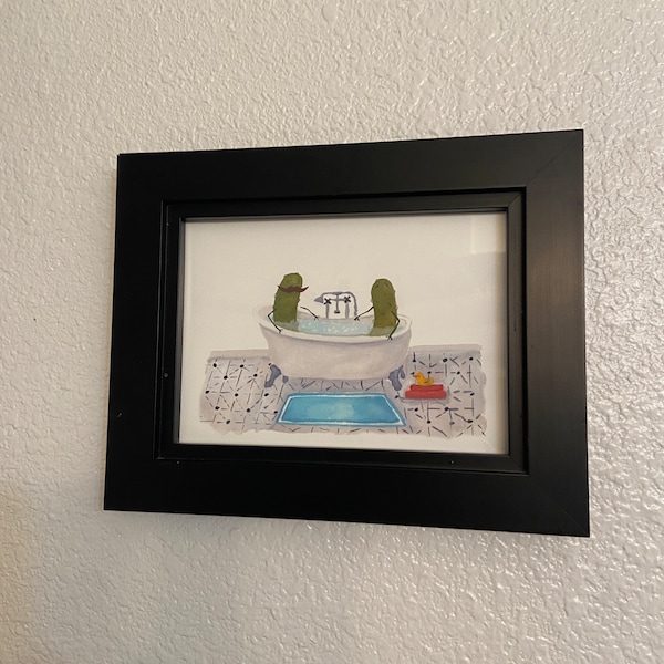 Whimsical Pickles With Mustaches Taking a Bubble Bath in the Bathtub ...
