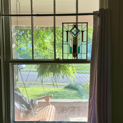 Iridescent Blue Stained Glass Panel Home Decor - Etsy