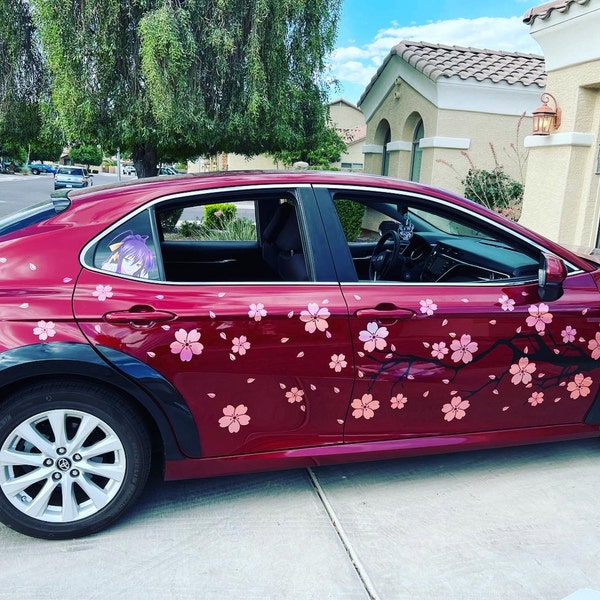 Cherry Blossom Branch Car Decal – Sakura Flowers, Falling Petals - Etsy