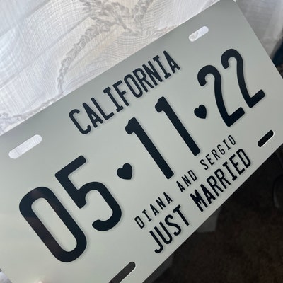 Wedding License Car License Plate Wedding Car Just Married Wedding Date ...