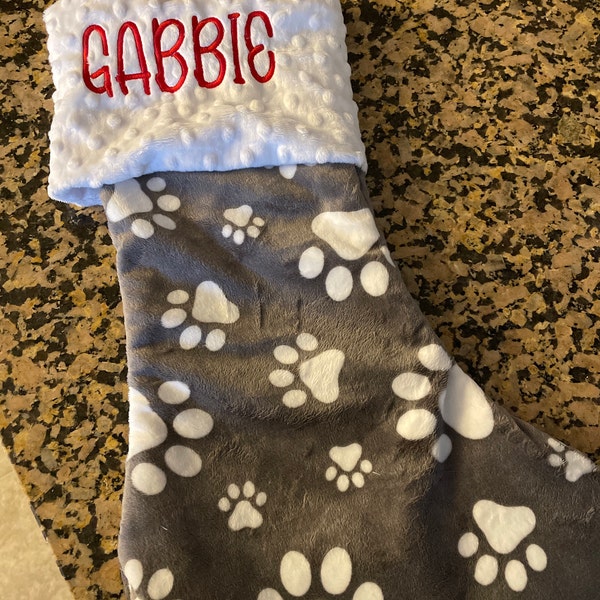Paw Print Dog Stocking, Dog Christmas Stocking, Paw Print Christmas ...