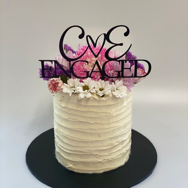 Custom Engaged Cake Toppers for Engagements Modern Wedding Cake Topper ...