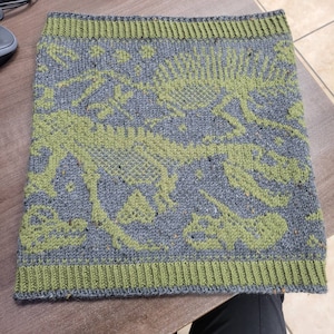 Fossil Frenzy Cowl Pattern, Dinosaur Cowl, Knitting Pattern, Digital ...
