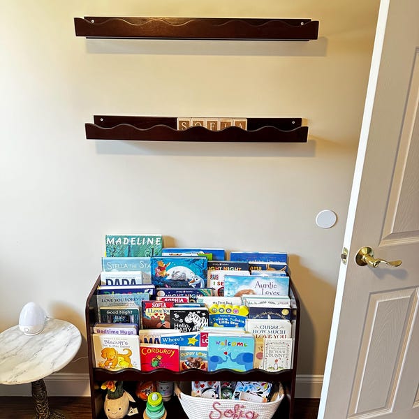 Scalloped Montessori Bookshelf, Kids Furniture, Book Shelf for Nursery ...