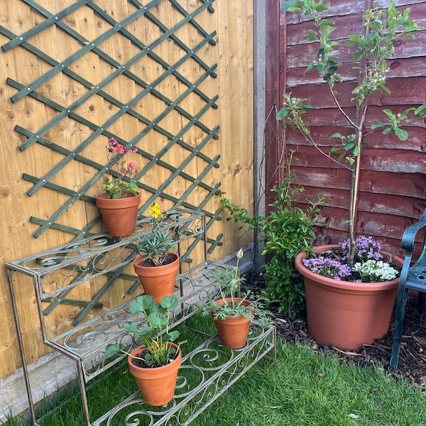 3 Tier Stepped Large Metal Verdigris (reddish Green) Decorative Plant ...