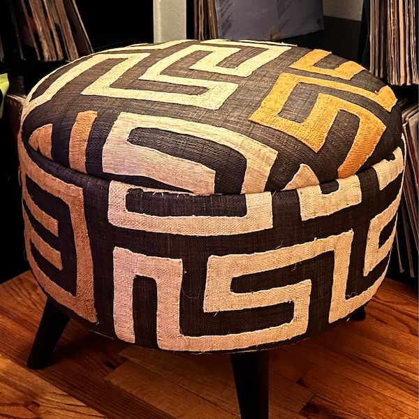 African Kuba Small Round Ottoman - Etsy