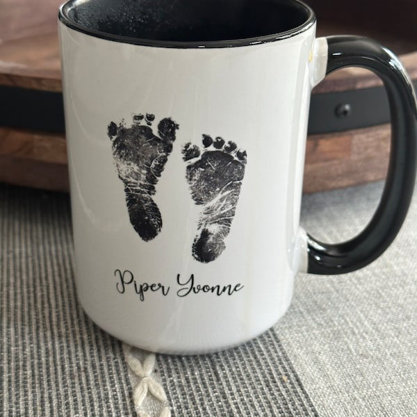 Handprint Mug, Footprint Mug, Baby Handprint Mug, Baby Footprint Mug ...
