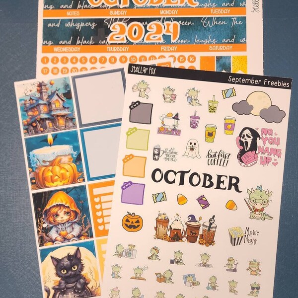 Halloween Planner Mini Sticker Kit , Autumn Vertical Weekly Kit ...