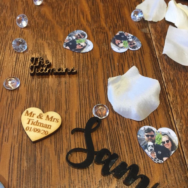 Personalised Table Confetti, Any Colour, Any Names, Wording on Front ...