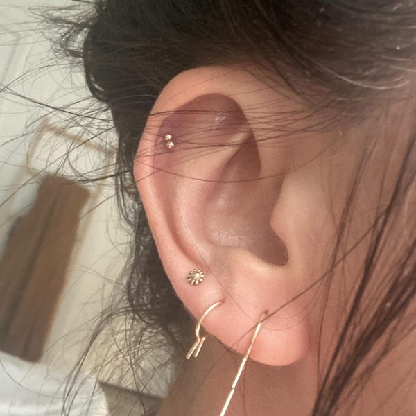 Double Piercing Half Hoop Earrings - Minimalist Earrings, Silver ...