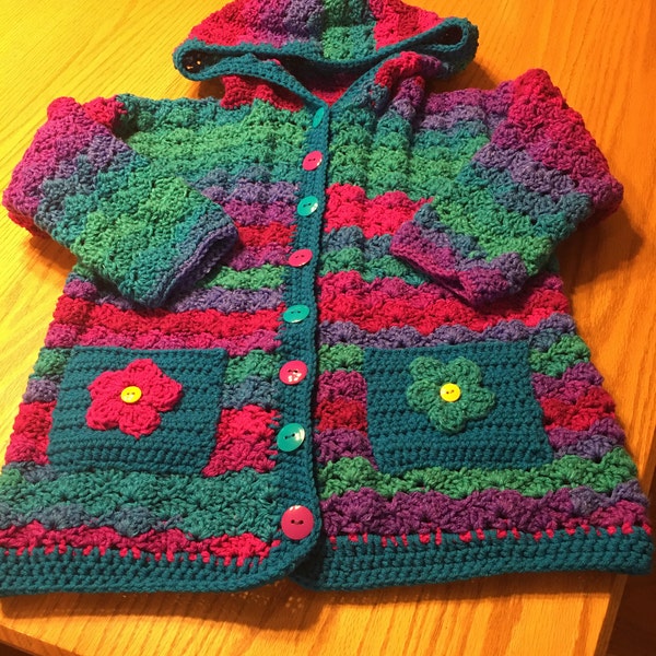 Crochet Jacket Pattern - Kids Crochet Cardigan Pattern - Hooded ...