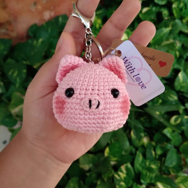 Mini Crochet Animals Cute Pig Head Key Chain— CROCHET PDF PATTERNS - Etsy