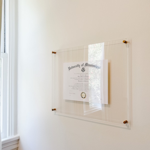 FLOATING FRAME, Diploma Frame, Frameless Frame, Clear Acrylic Frame ...