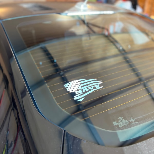Navy American Flag Tattered Distressed Military Decal Sticker Car Truck ...