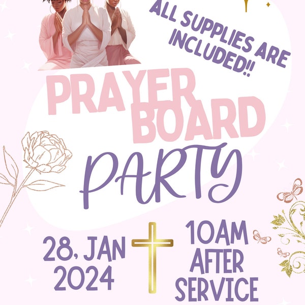Editable Prayer Board Party Invitation, Printable Prayer Party Invite ...