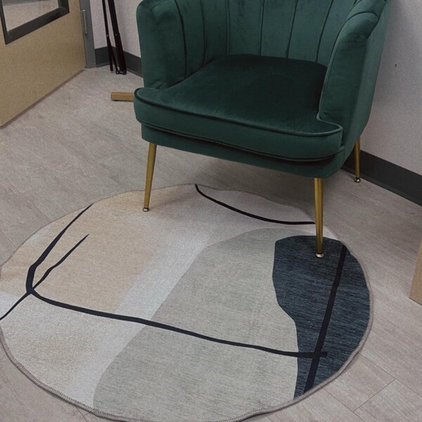 Mid Century Oval Boho Rug, Contemporary Abstract Oval Rug, Unique ...