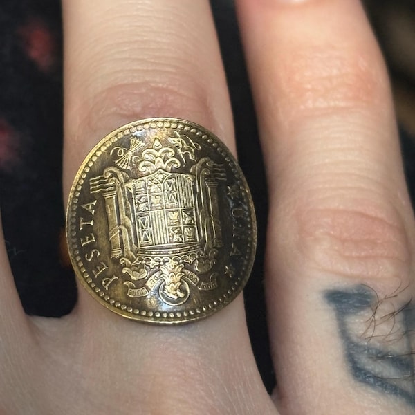 Spain Coin Ring – Una Peseta Spanish Ring – Custom Handmade Vintage ...