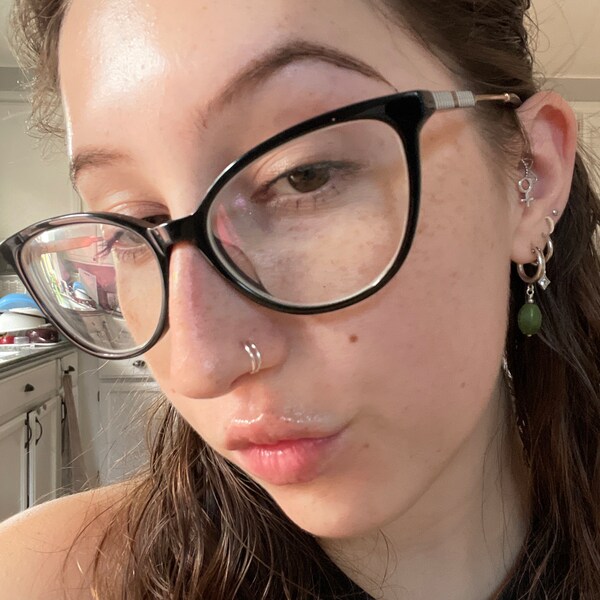 Mini 5mm Silver Double Nose Ring, Fake Piercing Hoops, Faux Body ...