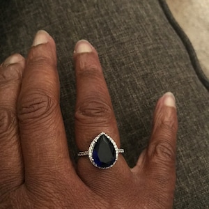 Gina 3ct Sapphire Blue Round CZ Encrusted Silver Band | Etsy