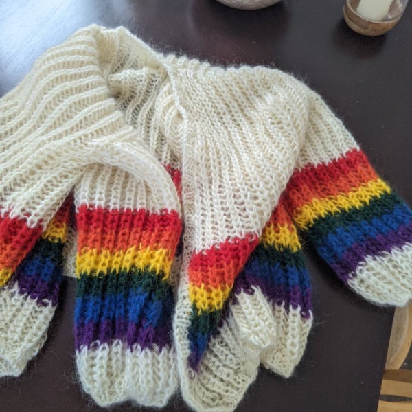 Rainbow Mohair Oversized Cardigan Striped Cardigan Pride LGBT Knitted ...