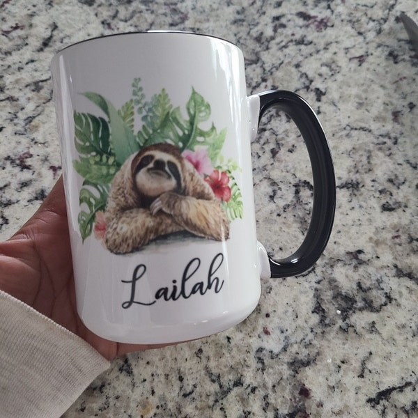 Custom Sloth Coffee Mug, Sloth Mug, Cute Sloth Mug, Sloth Gift, Sloth ...