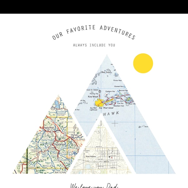 Custom Dad Birthday Gifts for Dad Travel Map Art Print | Mountain Map ...