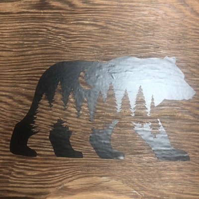 Bear SVG File, Bear Silhouette Svg, Bear Woods Svg, Pine Trees Svg ...