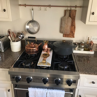 Handmade Copper and Brass Pot and Pan Rack, Copper Rails, Copper ...