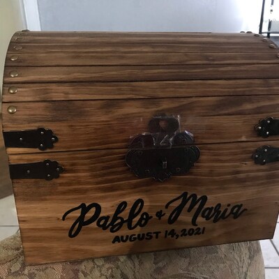 Personalized Wedding Card Box, Wedding Chest With Slot and Lock, Cards ...