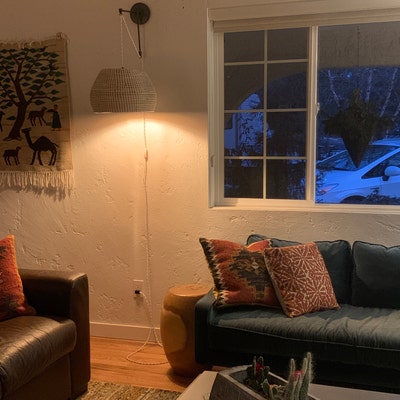 Boho Lighting African Basket Light Plug in Swag Light Wall Sconce ...