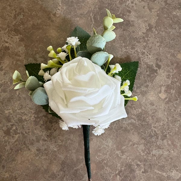 Small Dusty Blue + White Eucalyptus Child Corsage, Blue Flower Girl ...