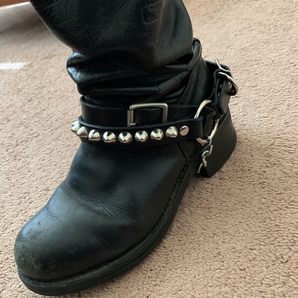One-row Cone Studded Leather Bootstrap | SEXMAN LEATHER - Etsy