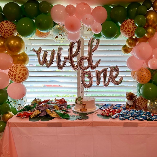 Wild One Gold Script Letter Balloons | Cursive, First Birthday Silver ...