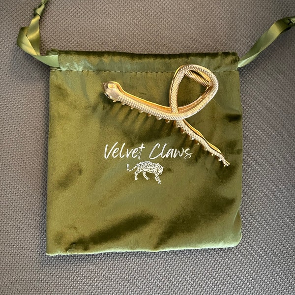 LARGE Velvet Claws the Bean Hair Claw Clip in Avocado With Velvet ...