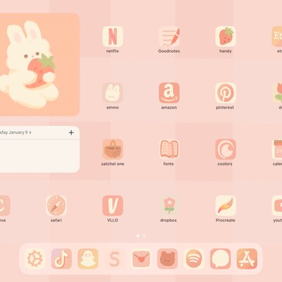 Cute Peach Orange Hand Drawn Ios & Android App Icons Home Screen Set ...