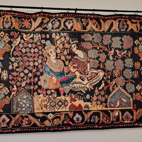 6x8 Ft Beige Afghan Bakhtiary Design Rug- Vegi Dyes Hand Knotted Plush ...